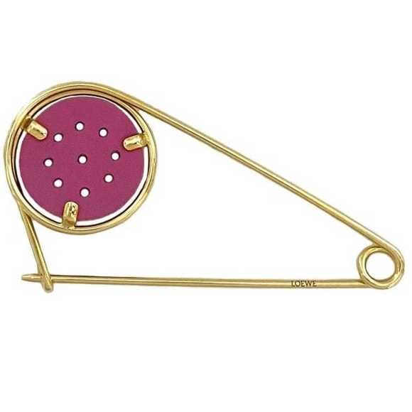 Loewe | Jewelry | Loewe Mechano Pin Brooch Gold Purple Metal Leather ...